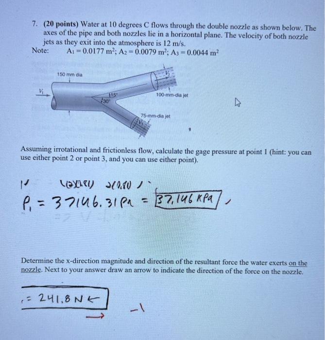 Solved 7. ( 20 points) Water at 10 degrees C flows through | Chegg.com
