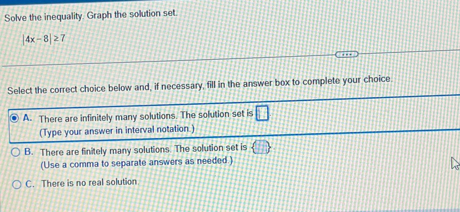 Solved Solve the inequality. Graph the solution | Chegg.com