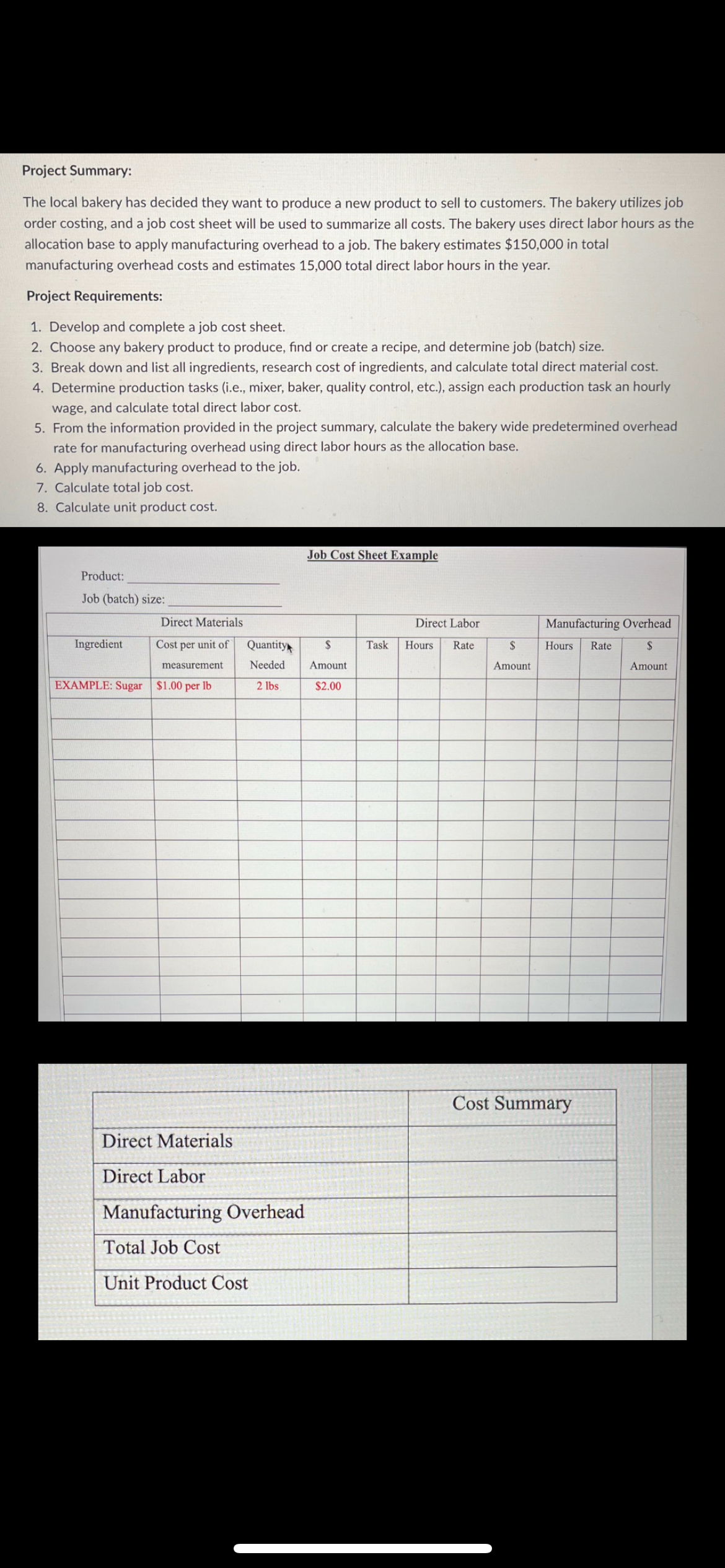 Solved Project Summary:The local bakery has decided they | Chegg.com