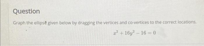 Solved Question Graph the ellipse given below by dragging | Chegg.com