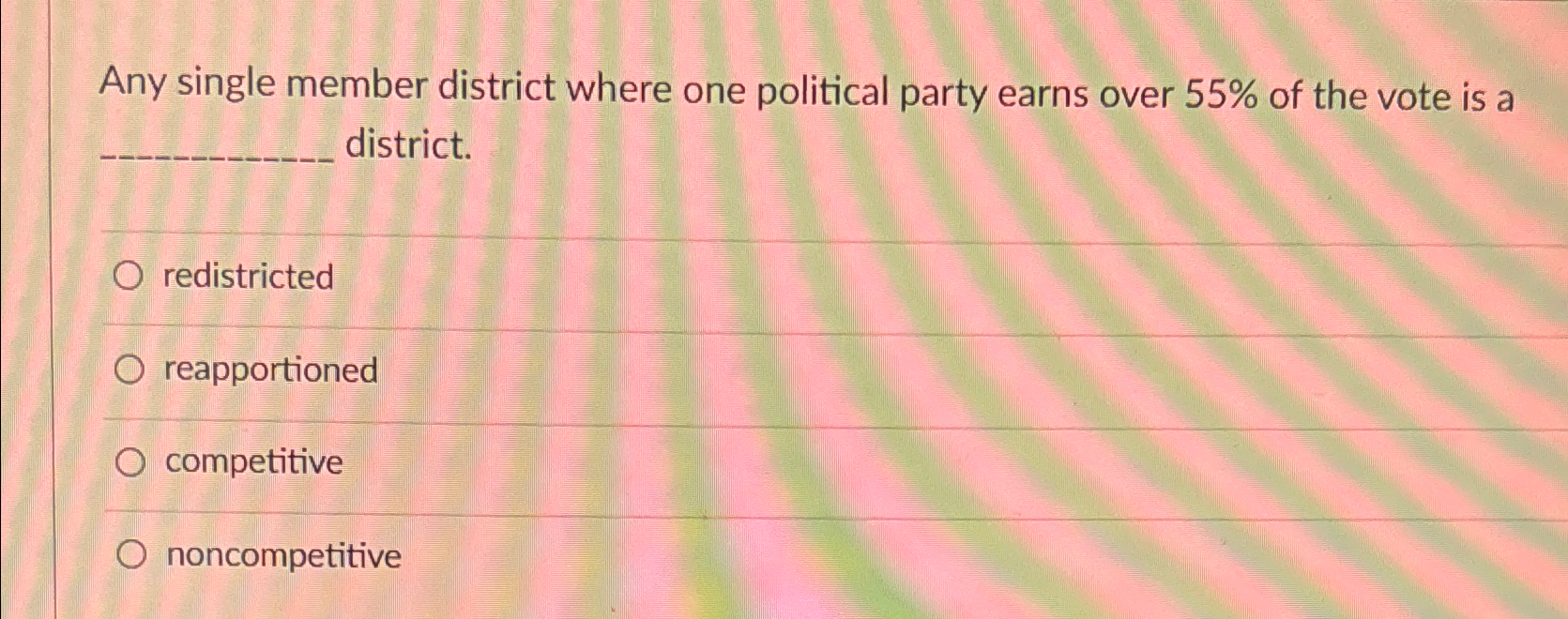 Solved Any single member district where one political party | Chegg.com