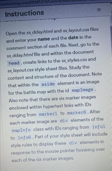 Solved Open the ss_dday.html and ss_layout.css files and | Chegg.com