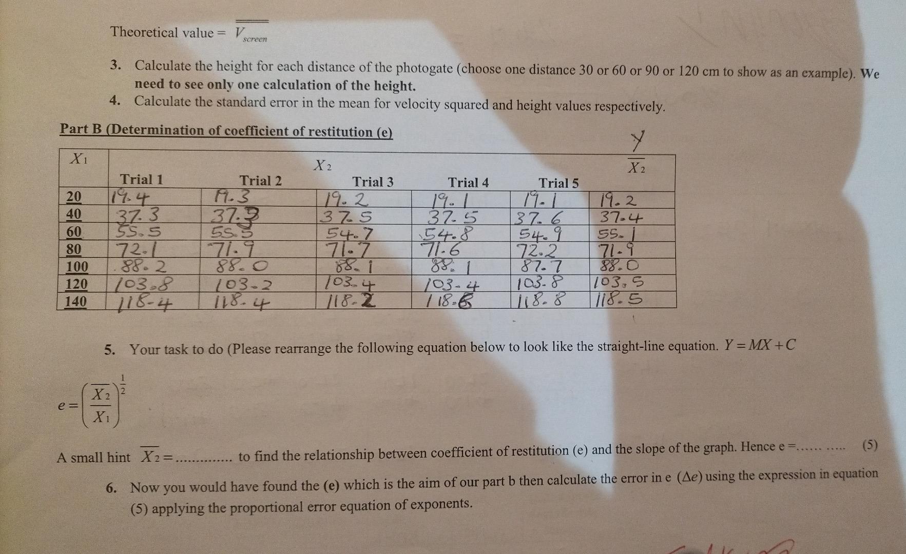 Linear air track part A (Determination of the | Chegg.com