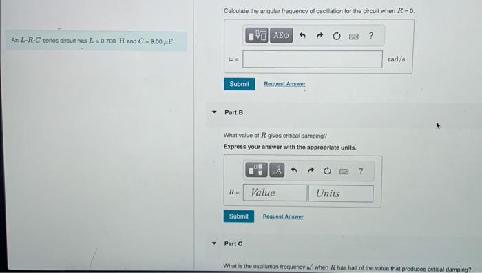 Solved Calculate the angular frequency of oscillation for | Chegg.com