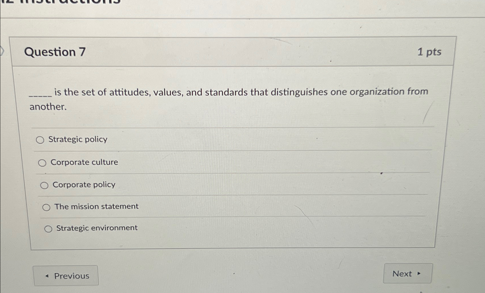 Solved Question 71ptsis the set of attitudes, values, and | Chegg.com