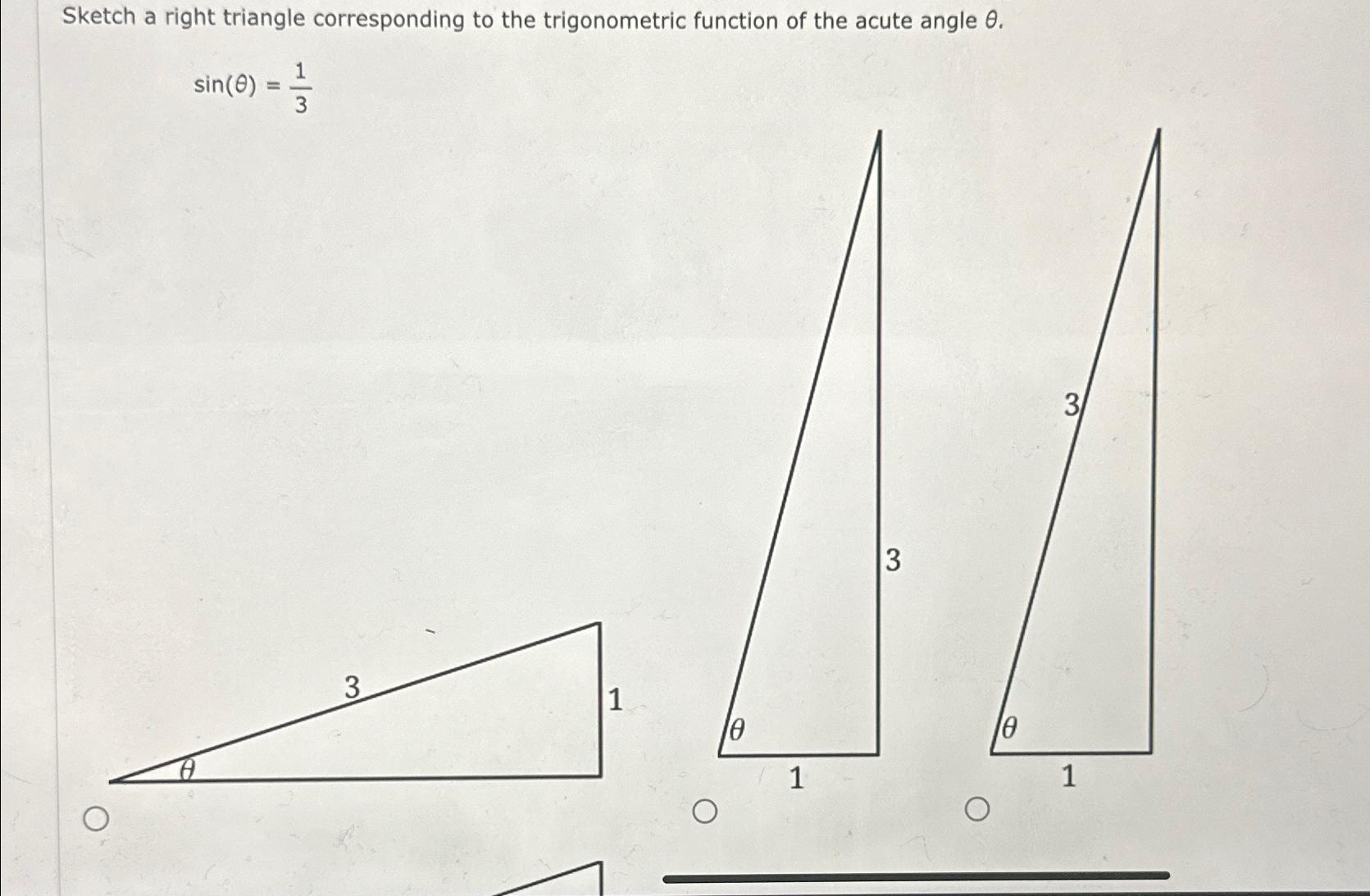 Solved Sketch a right triangle corresponding to the | Chegg.com