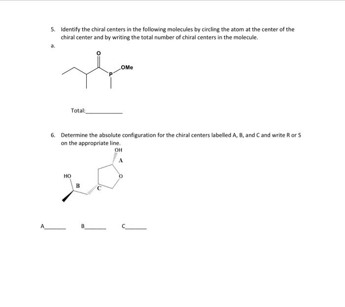 Solved 5. Identify the chiral centers in the following | Chegg.com
