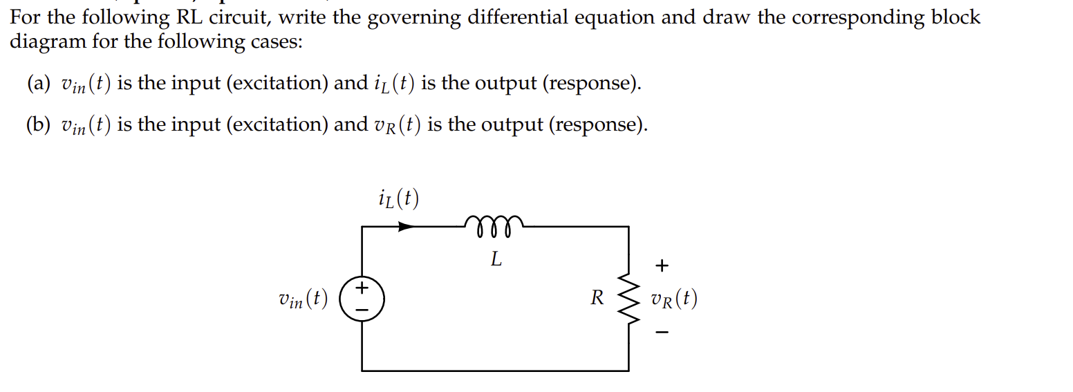 Solved For the following RL circuit, write the governing | Chegg.com