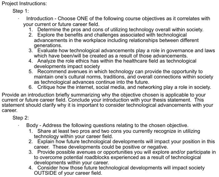 Solved Project Instructions: Step 1: Introduction - Choose | Chegg.com