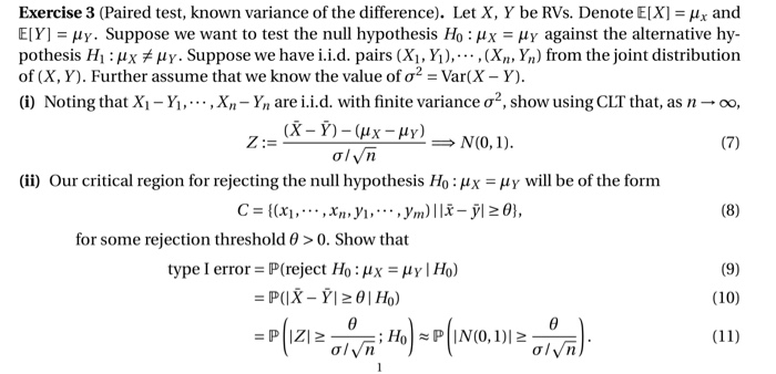 Solved Exercise 3 (Paired test, known variance of the | Chegg.com
