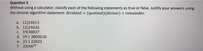 Solved Question 3 Without using a calculator, classify each | Chegg.com