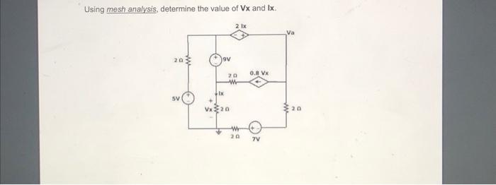 Solved Using mesh analysis, determine the value of Vx and | Chegg.com