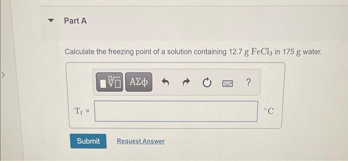 Solved Calculate the freezing point of a solution containing | Chegg.com