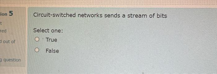 Solved cion 5 Circuit-switched networks sends a stream of | Chegg.com