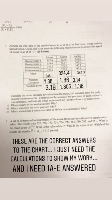E-E 1E+E, *100% 1- Assume the true value of the speed | Chegg.com