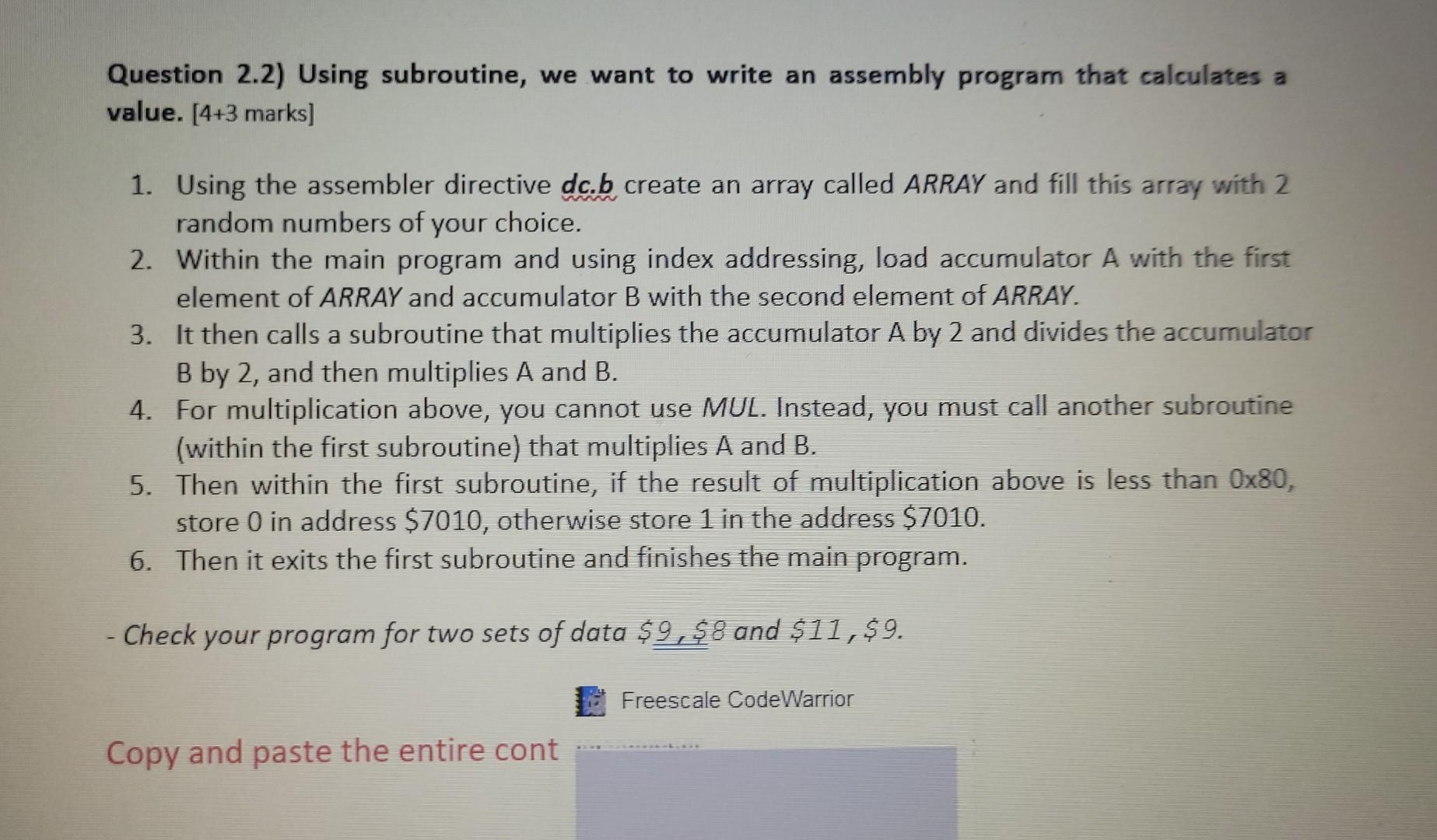 Solved Write An Assembly Pogram For Hcs12 To Run In Code