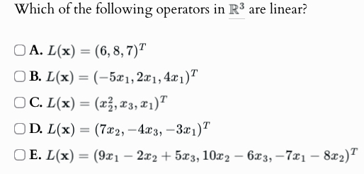 Solved Which of the following operators in R3 ﻿are | Chegg.com