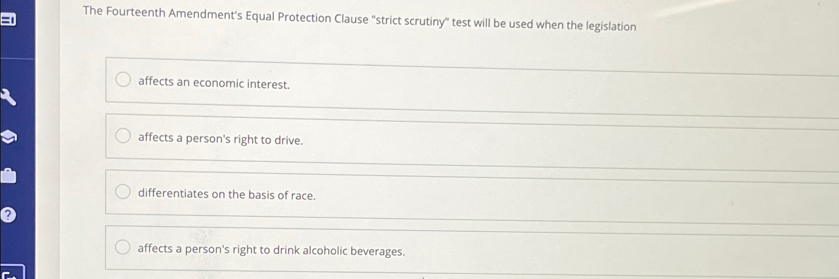 Solved The Fourteenth Amendment's Equal Protection Clause | Chegg.com
