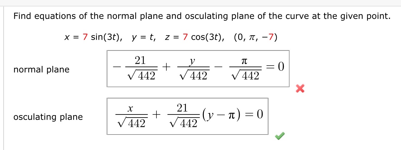 Solved Find equations of the normal plane and osculating | Chegg.com