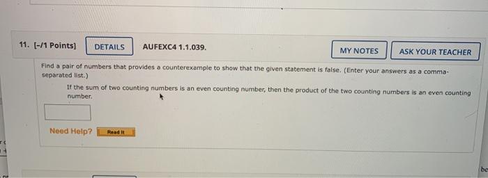 Solved DETAILS 11. [-11 Points) AUFEXC4 1.1.039. MY NOTES | Chegg.com