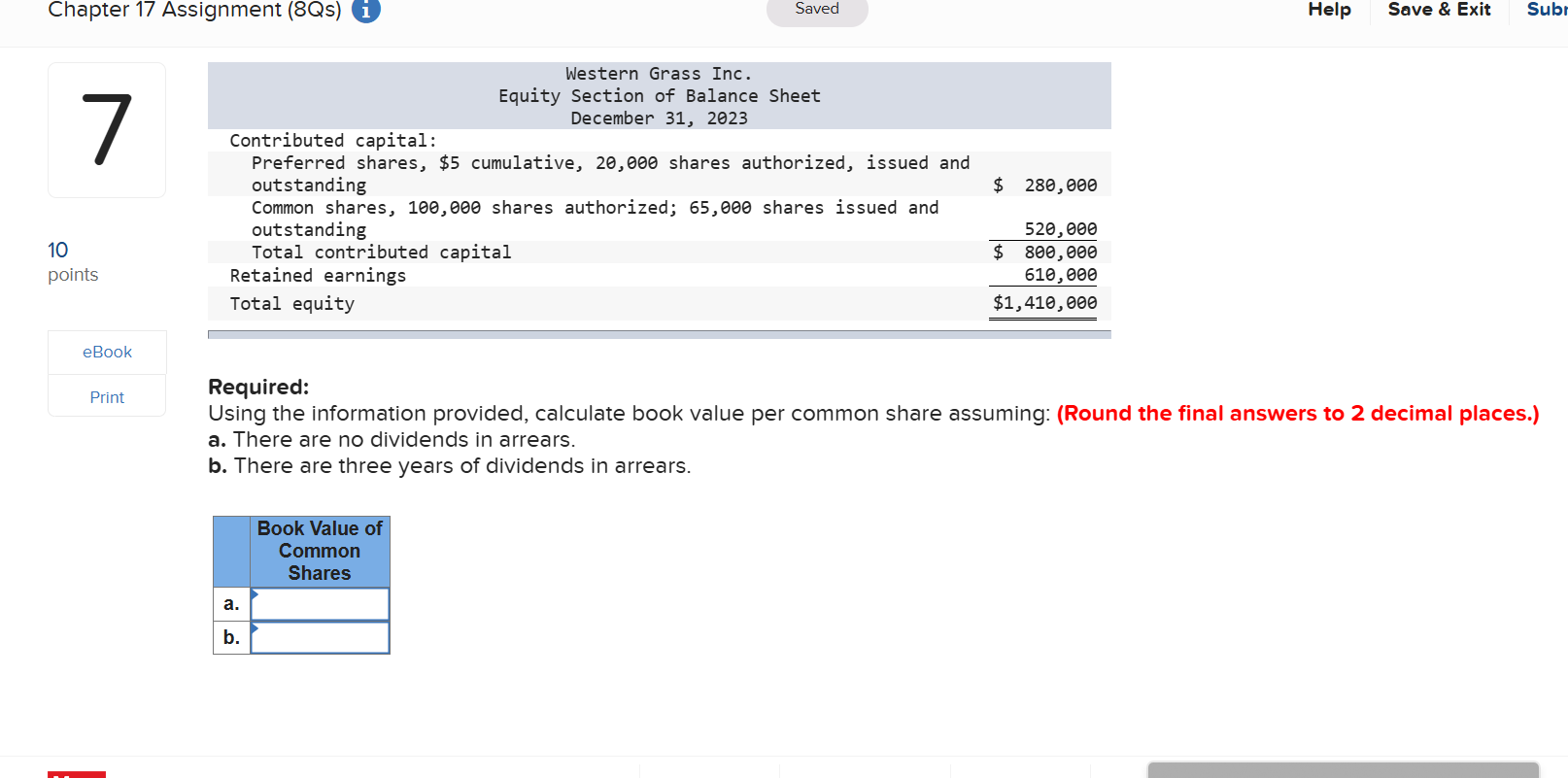 Solved Chapter 17 ﻿Assignment (8Qs) ﻿iSavedHelpSave & | Chegg.com