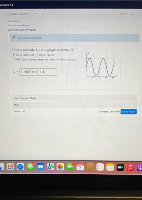 Solved Find a formula for the graph in terms of f(x)=sinx or | Chegg.com