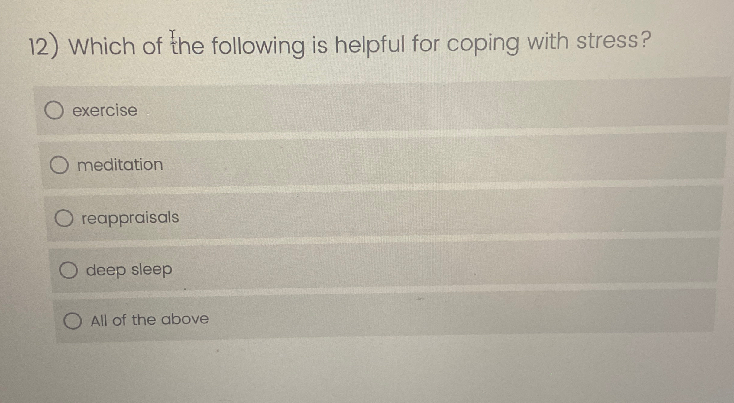 Solved Which of the following is helpful for coping with | Chegg.com