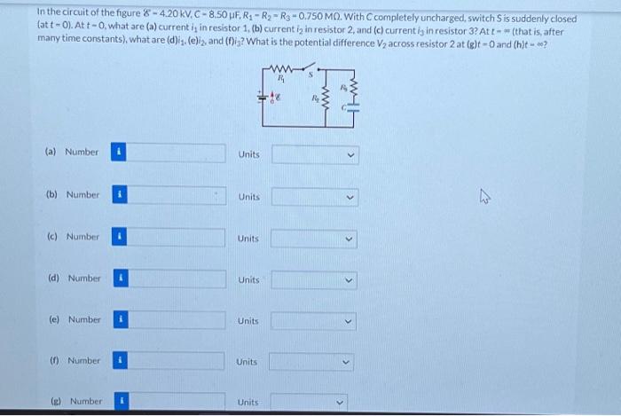 Solved In the circuit of the figure E = 4.20 kV, C = 8.50 | Chegg.com