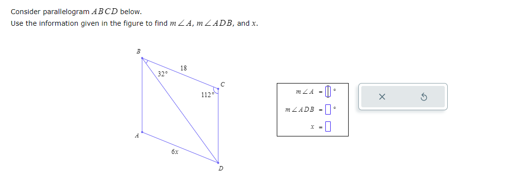 Solved Consider parallelogram ABCD below.Use the information | Chegg.com