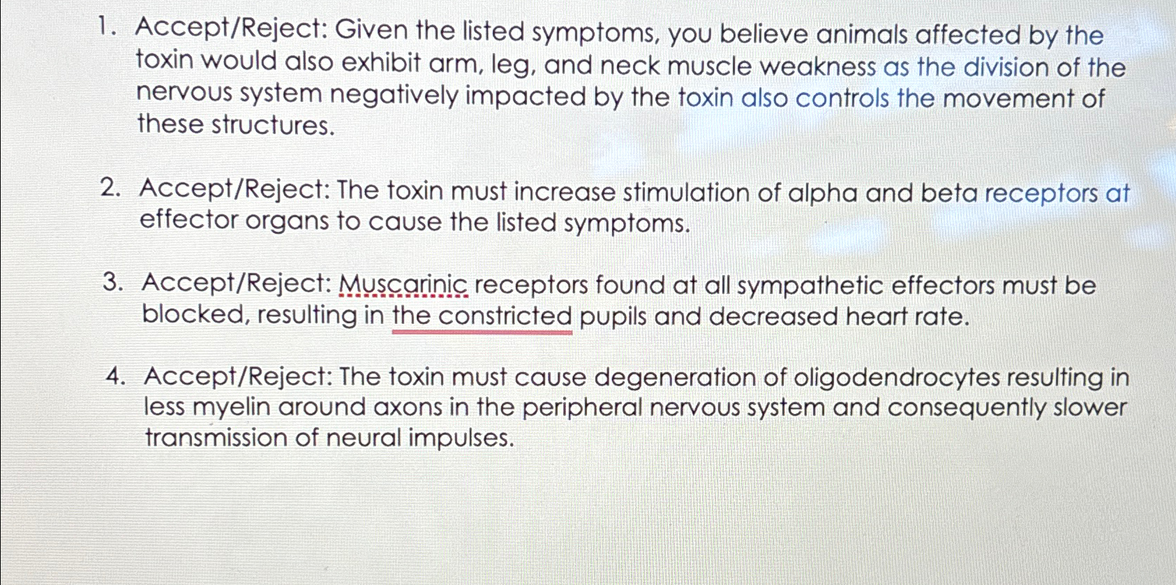 Solved Accept/Reject: Given the listed symptoms, you believe | Chegg.com