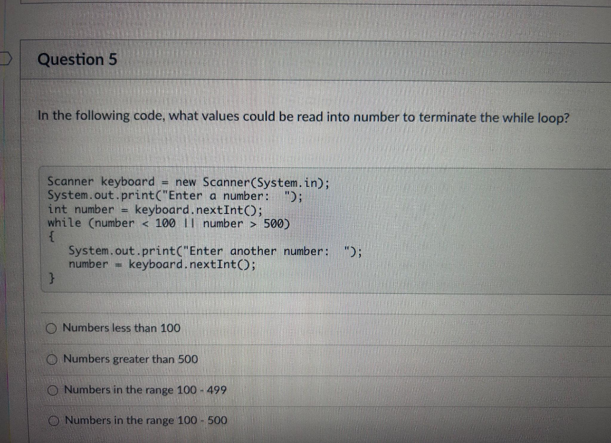 Solved Question 5In the following code, what values could be | Chegg.com