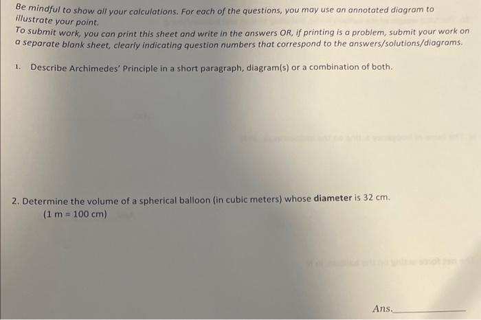 Solved Be mindful to show all your calculations. For each of | Chegg.com