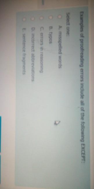 Solved Examples of proofreading errors include all of the | Chegg.com