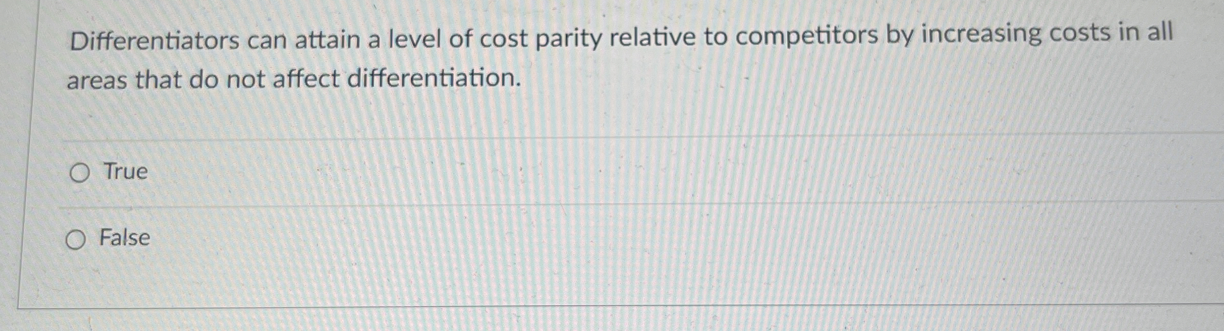 Solved Differentiators can attain a level of cost parity | Chegg.com