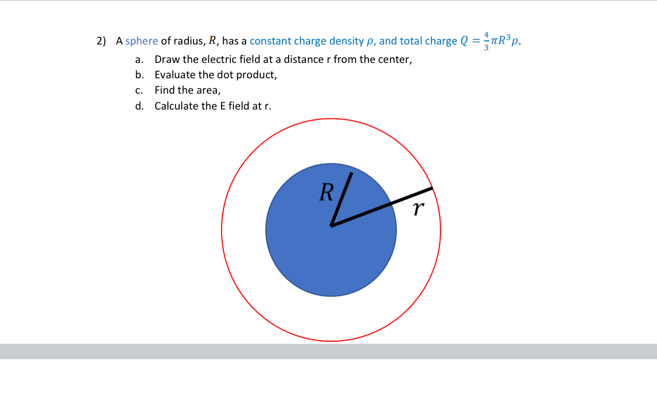 Solved A sphere of radius, R, ﻿has a constant charge density | Chegg.com