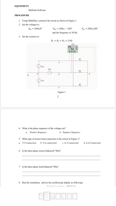 Solved EQUIPMENT Multisim Software PROCEDURE 1. Using | Chegg.com