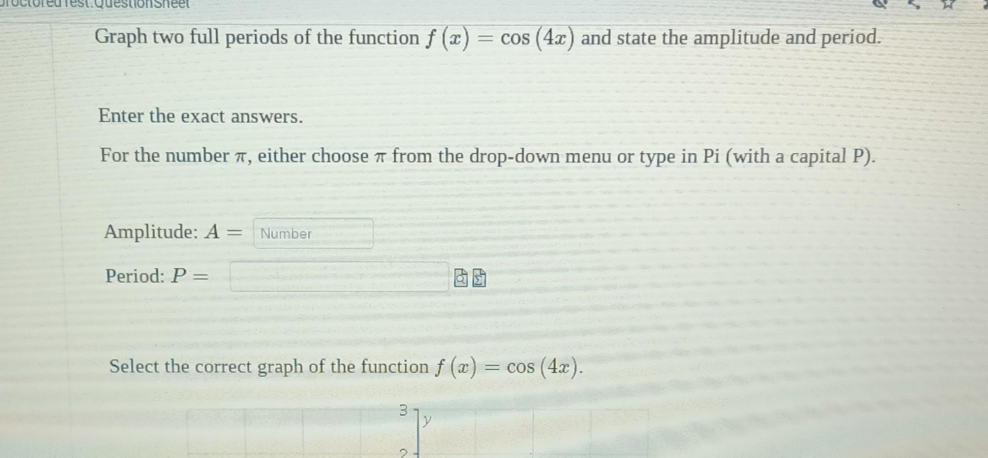 Solved Graph two full periods of the function f(x)=cos(4x) | Chegg.com