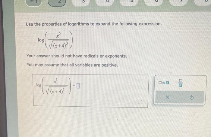 Solved Use the properties of logarithms to expand the | Chegg.com