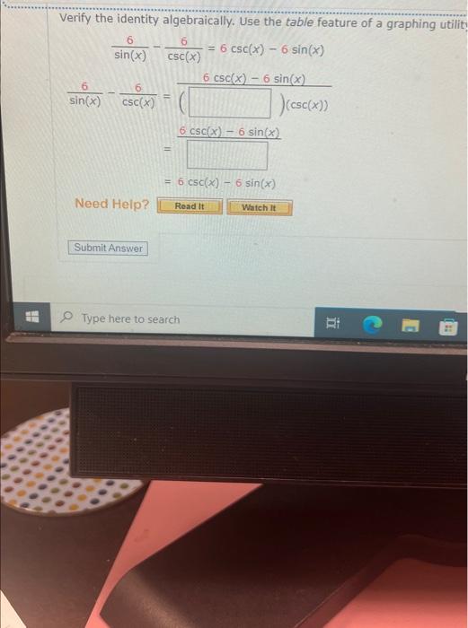 Solved Verify the identity algebraically. Use the table | Chegg.com