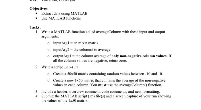 Solved Objectives: Extract data using MATLAB • Use MATLAB | Chegg.com