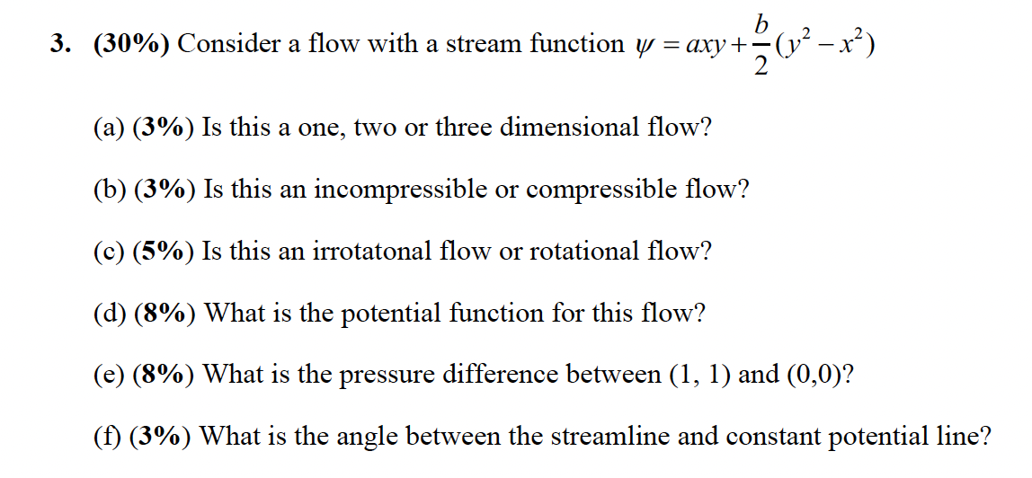 Solved SOLVE f) ﻿only***Consider a flow with a stream | Chegg.com