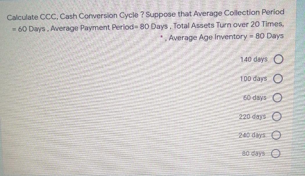 Solved Calculate CCC, Cash Conversion Cycle ? Suppose that | Chegg.com