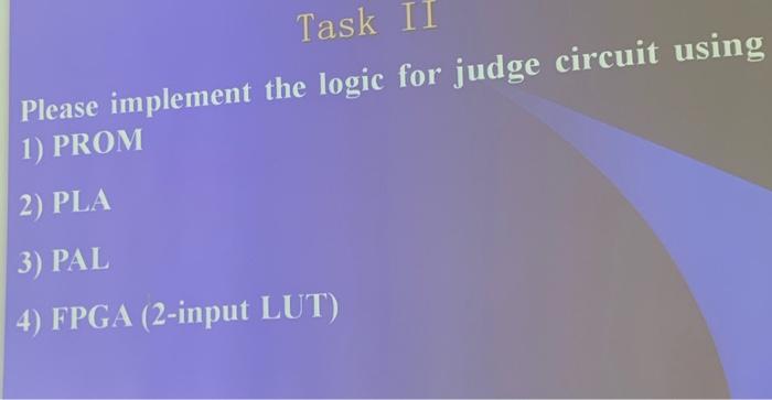 Solved Task II Please implement the logic for judge circuit | Chegg.com