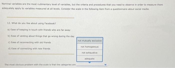 Solved Nominal variables are the most rudimentary level of | Chegg.com