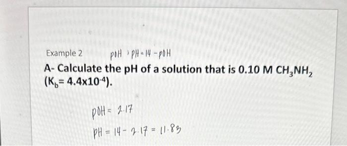 Solved Example 2POH>PH=14−POH A- Calculate the pH of a | Chegg.com