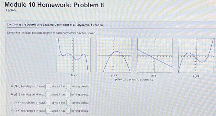 Solved Module 10 Homework: Problem 8 (1 point) Identifying | Chegg.com