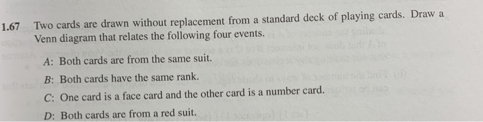 Solved 1.67 Two cards are drawn without replacement from a | Chegg.com