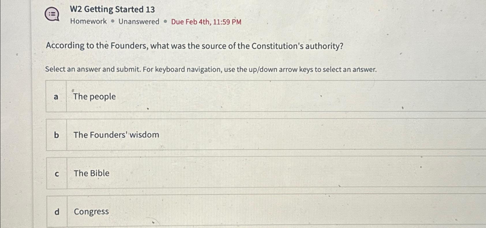 Solved W2 ﻿Getting Started 13Homework * ﻿Unanswered * ﻿Due | Chegg.com