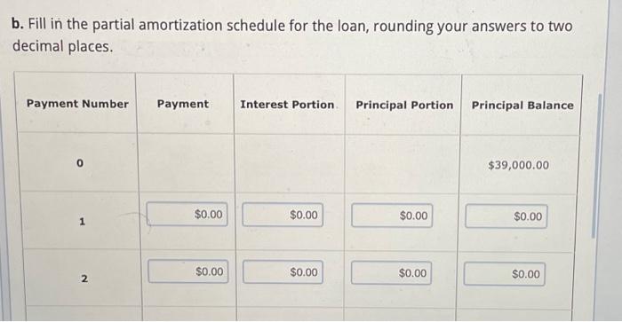 Solved \r\nb. Fill in the partial amortization schedule for | Chegg.com