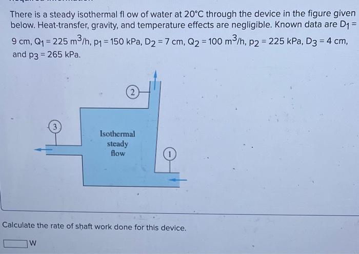 Solved There is a steady isothermal fl ow of water at 20∘C | Chegg.com